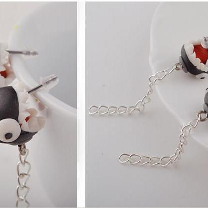 Black Ear Biting Chain Chomp Earrings, Chomper Earrings, Easter Gift on ...