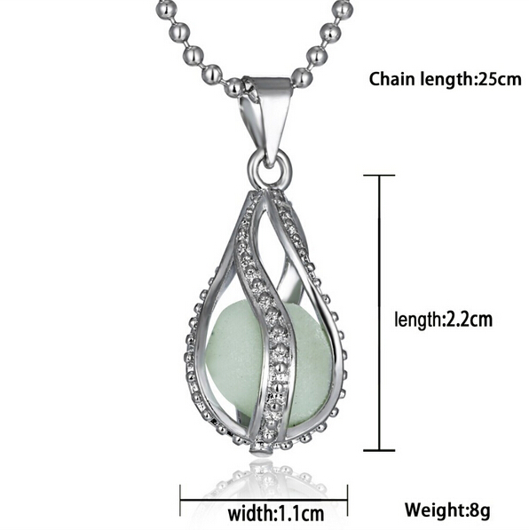 Glow In The Dark Teardrop Hollow Charm Water Drop Stone Pendant ...