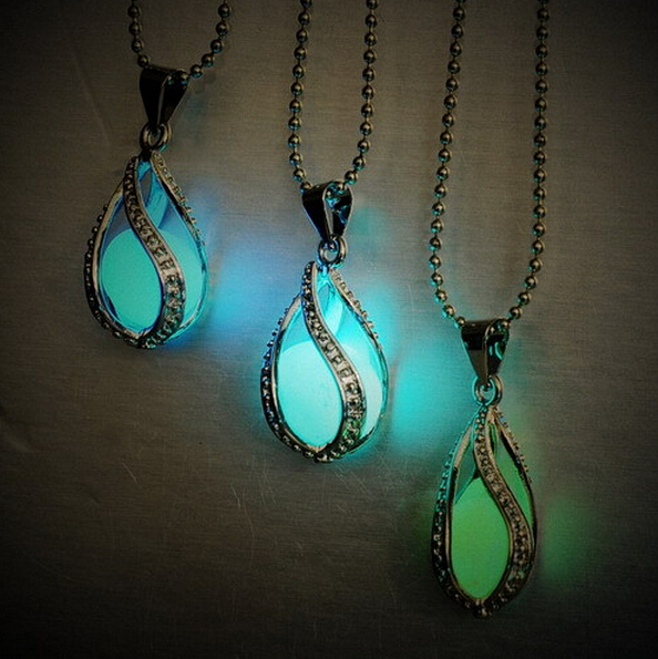 Glow In The Dark Teardrop Hollow Charm Water Drop Stone Pendant ...